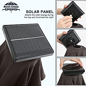 MASTERCANOPY Patio Umbrella with 32 Solar LED Lights -8 Ribs (7.5ft,Brown)