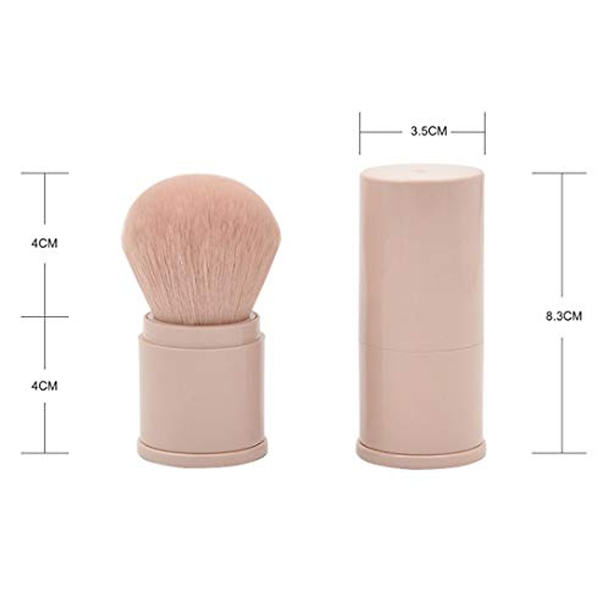 RN BEAUTY Retractable Powder Brushes Foundation Brush Blush Brush Bronzer Brush Face Blender Brush Professional Mineral Blending Buffing Kabuki Makeup Application Portable With Cover - Leather Pink