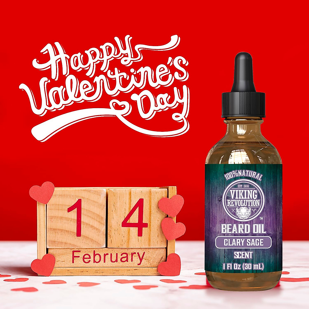 Viking Revolution Beard Oil with Clary Sage for Men - Natural Blend with Argan and Jojoba Oils for Softening, Strengthening, and Moisturizing