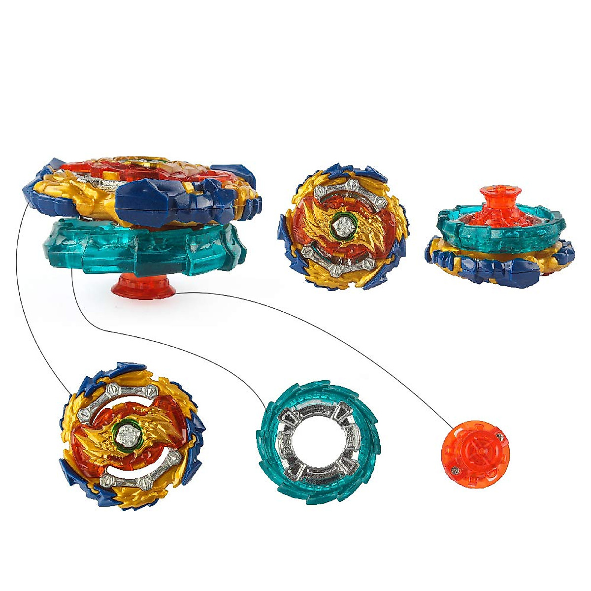 ROKK NOW Metal Fury | Bey Battle Burst Gyro Attack Metal Spinning Tops with Starter Battle Arena, Launchers & Includes 4 Battling Metal Gyro Blades for Adults & Children, Boys & Girls (26A)