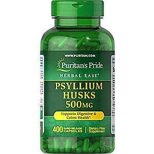 Puritans Pride Psyllium Husks 500 Mg, Supports Digestive and Colon Health, 400 ct