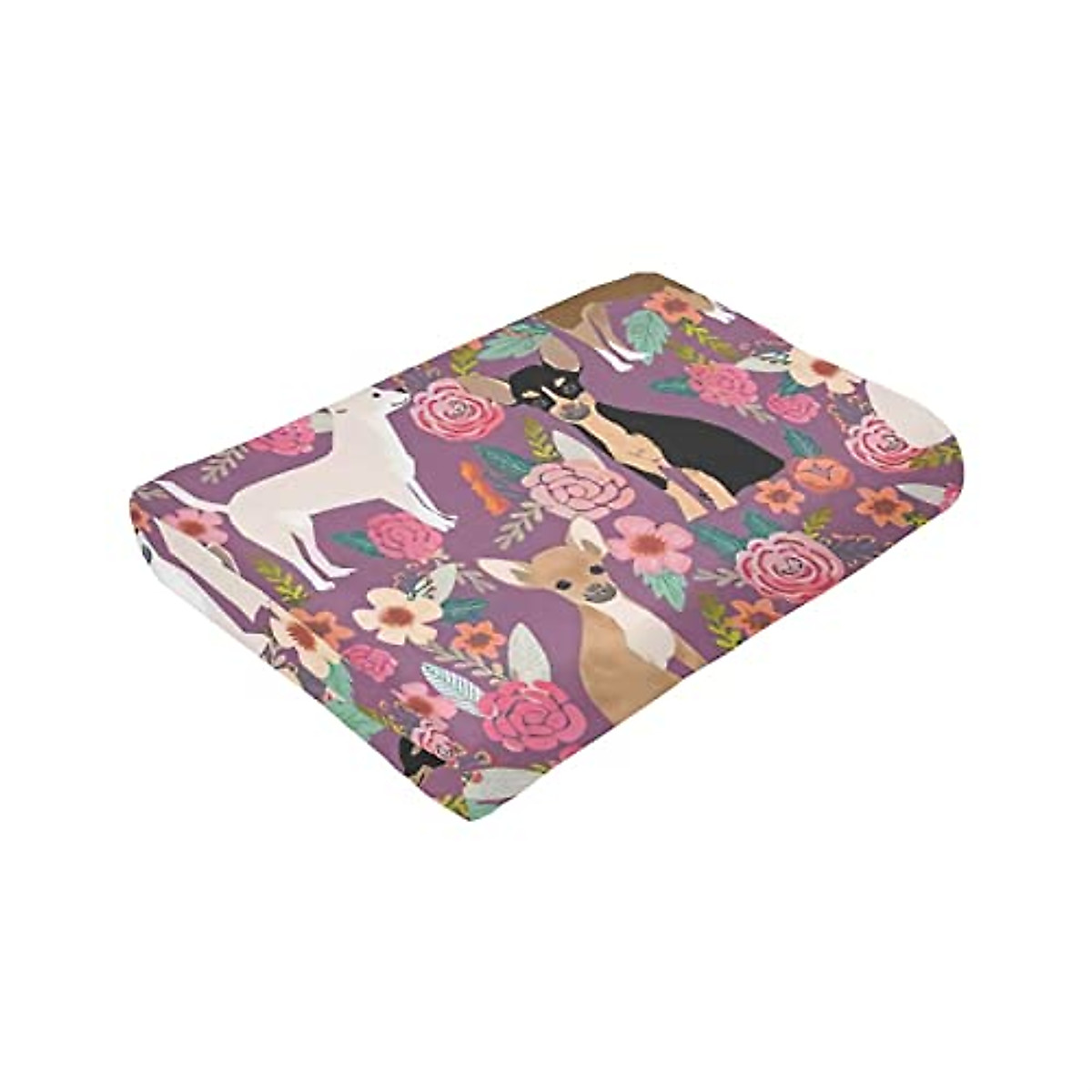 HAZIMCS Flannel Fleece Plush Throw Blanket,Chihuahua Dog Breed Floral pet Gifts Perfect Present Pattern Throw for Spring Recliner, Air Conditioning Blanket Quality Washable 50x40 inch, Black