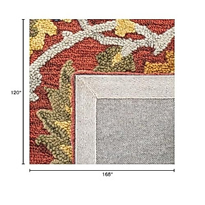 SAFAVIEH Blossom Collection Area Rug - 10' x 14', Red & Multi, Handmade French Country Floral Wool, Ideal for High Traffic Areas in Living Room, Bedroom (BLM402Q)