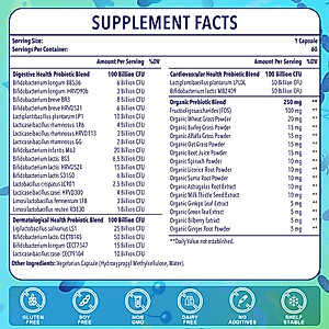 Probiotics for Women & Men - 300 Billion CFU, 24 Strains Probiotics + 15 Organic Herbs Prebiotics for Digestive, Gut Health, Immune, Constipation, Diarrhea & Whole-Body Health - 2 Months Supply