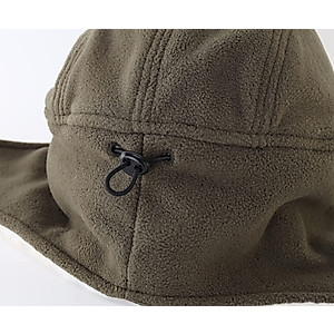 Connectyle Mens Fleece Beanie Hat with Ear Flap Warm Winter Hats with Brim Outdoor Fishing Skull Cap Army Green