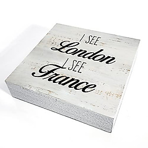 Rustic I See London Wood Box Sign Humor Bathroom Wooden Box Sign Farmhouse Home Restroom Desk Shelf Decor (5 X 5 Inch)