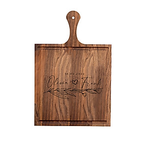 Custom Cutting Board | Personalized Cutting Board | Wedding Gifts | Custom Cutting Boards Wood Engraved | Engraved Cutting Board Personalized | Engagement Gift For Couple (With Handle)