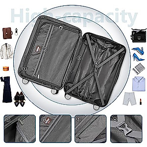 LARVENDER Luggage 5 Piece Sets, Expandable Luggage Sets Clearance, Suitcases with Spinner Wheels, Hard Shell Luggage Carry on Suitcase Set with TSA Lock Aqua Blue