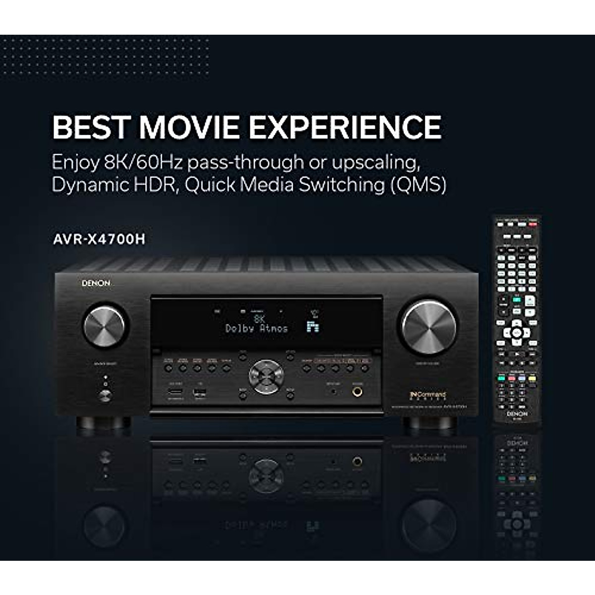 Denon AVR-X4700H 8K Ultra HD 9.2 Channel (125 Watt X 9) AV Receiver 2020 Model - 3D Audio & Video with IMAX Enhanced, Built for Gaming, Music Streaming, Alexa + HEOS