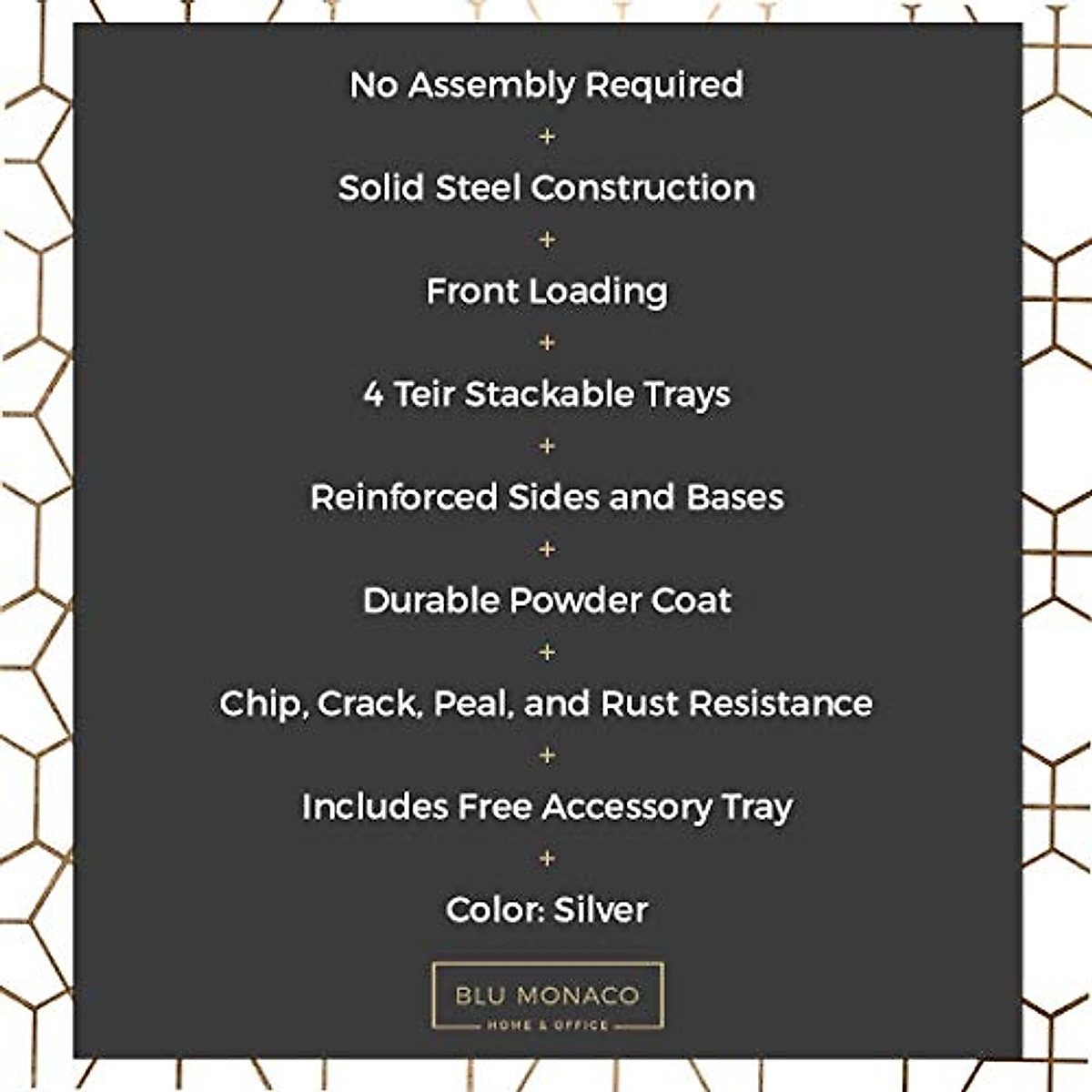 Blu Monaco Desk Organizers and Accessories Stackable Paper Tray - 4 Tier Stackable Letter Trays - Silver Metal Mesh File Holder Organizer