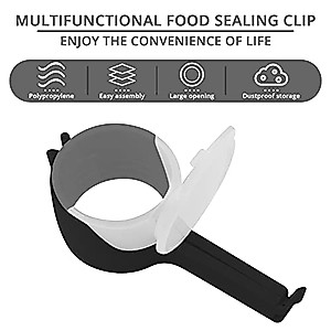 KUFUNG Food Storage Sealing Clips with Pour Spouts, Kitchen Chip Bag Clips, Plastic Cap Sealer Clips, Great for Kitchen Food Storage and Organization (M, Black)