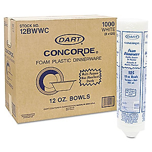 Dart 12BWWCR 10-12 oz White Unlaminated Foam Bowl (Case of 1000)