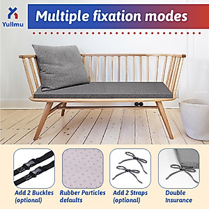 Yullmu Custom Bench Cushions for Indoor Furniture,Custom Size Window Seat Cushions,Window Bench Cushions with Non-Slip,Sofa Seat Bench Cushion,Piano Chair Cushion Indoor-50D Foam (Linen)