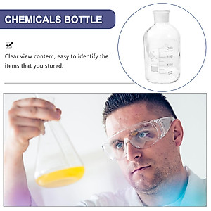 iplusmile Labs Reagent Bottle, 250 mL Soda Glass, Wide Neck with Stopper, Chemistry Sample Glass Bottle with Glass Stopper for Reagent