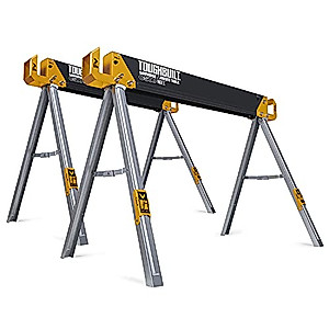 ToughBuilt - Sawhorses with 2x4 Support Arms 1100 LB Capacity - Heavy Duty Construction with Fast Open Legs and Easy Grip Handle - (TB-C500) - 2-Pack