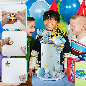 43 PCS Blue Elephant Cake Decoration Cute Baby Elephant Cake Decorations Oh Baby Cake Topper Star Cake Topper Blue Pearl Balls Cake Picks for Baby Shower Boy Elephant Theme Party Supplies