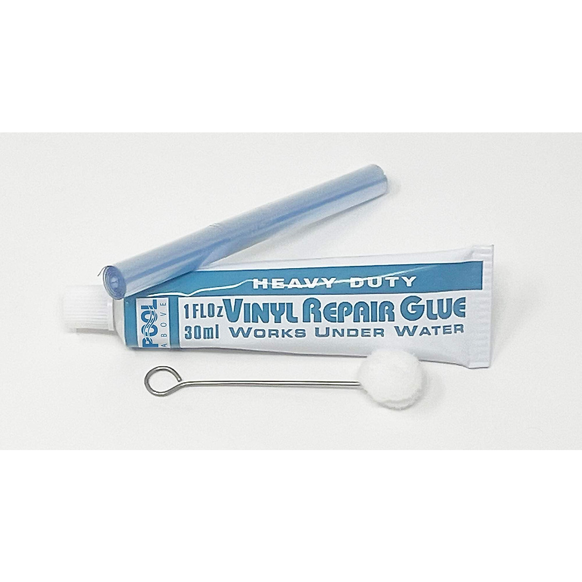 Pool Above Vinyl Repair Kit with Clear Sealant, Ideal for Inflatable River Run Tube and Other Vinyl Products, Includes Blue and White Patches and Strong Vinyl Glue