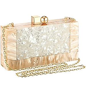 Women Acrylic Clutch Purse Acrylic Evening Clutch Bag Glitter Marble Purse Handbag Chain Shoulder Crossbody Box Bags Purse for Wedding Cocktail Party Prom