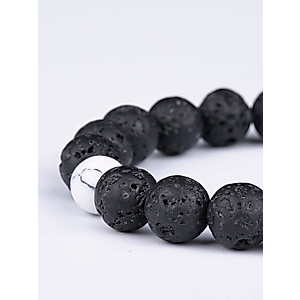 Bememo 4 Pieces Chakra Bracelets for Men Women Aromatherapy Essential Oil Diffuser Lava Stone Bracelets for Yoga Bracelets 7 Colors Chakra Beads
