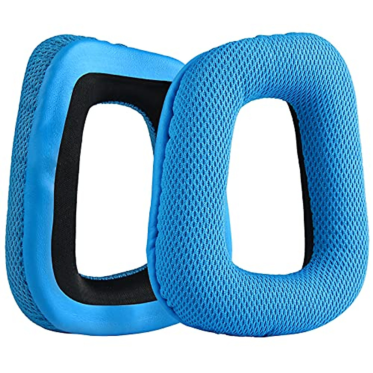 Geekria QuickFit Mesh Fabric Replacement Ear Pads for Logitech G930, G430, G432, G332, G35, F450 Headphones Ear Cushions, Headset Earpads, Ear Cups Cover Repair Parts (Blue)