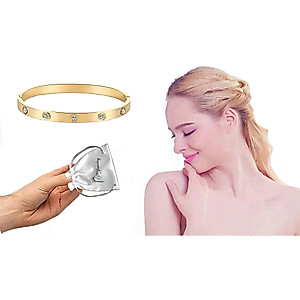 VPKJewelry Stainless Steel for Women Men Bracelet Bangle Yellow 18k Gold Plated Diamonique CZ stone crystal (Gold, 7.50)