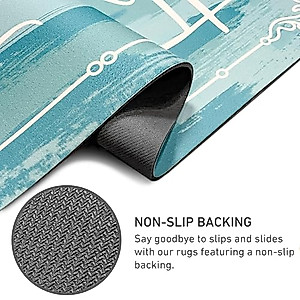 KOZYFLY Laundry Room Rug Runner 20"x60" Non Slip Laundry Rug Kitchen Rugs Washable Laundry Room Mat Waterproof Mudroom Floor Carpet Runner Bathroom Laundry Room Decor Farmhouse Rugs, 2x5, Teal