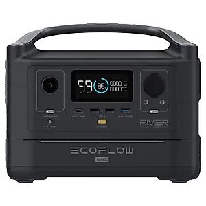 EF ECOFLOW RIVER 2 Max Solar Generator 512Wh Long-life LiFePO4 Portable Power Station& 180W Solar Panel for Home Backup Power, Camping & RVs 100% Charged in 60m with 3000+ Cycles & Up to 1000W Output