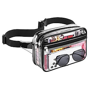Clear Fanny Pack, Clear Fanny Pack Stadium Approved For Women Men, Waterproof Clear Waist Bag With Adjustable Strap, Clear Bag Stadium Approved Perfect For Sports, Events, Concerts, Music Festival