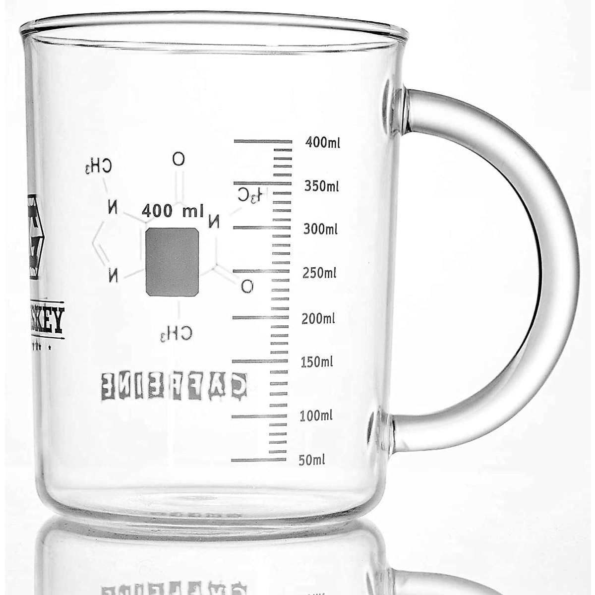 GLASKEY Caffeine Beaker Mug,16 oz Anti-dripping Borosilicate Caffeine Mug,Cool Coffee Mugs with Handle,Chemistry Mug,Measuring for Coffee,Tea,Hot and Cold Beverage