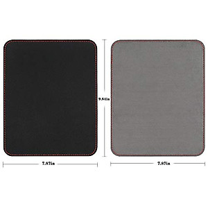 YSAGi 2 Pack Mouse Pads, Ultra Thin Waterproof PVC Leather Mouse Pad,Stitched Edges,Works for Computers, Laptop,All Types of Mouse pad, Office/Home(7.87''×9.84'',2 Pack, Black)