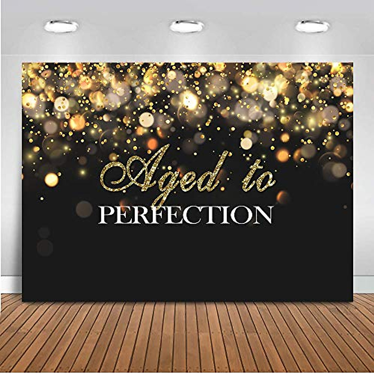Avezano Aged to Birthday Perfection Backdrop Glitter Bokeh Photo Background 30th 40th 50th 60th 70th 80th 90th 100th Perfection Aged to Party Decoration Banner (7x5ft)