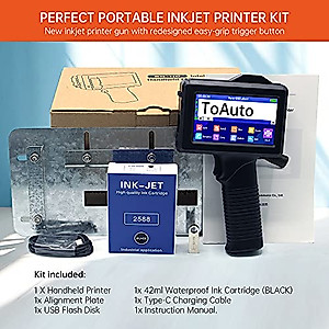 TOAUTO V4 Portable Intelligent Upgraded Handheld Inkjet Printer Gun with 5.6 Inch LED Touch Screen Quick-Drying Inkjet Coding Machine for Code Date Label Industry Design House Usage
