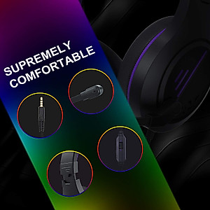 Anivia Stereo Gaming Headset for PS4, PC, Xbox One Controller, Noise Cancelling Over Ear Headphones with Mic, Soft Memory Earmuffs for Laptop/Mac/Nintendo/PS3 Games(Purple)