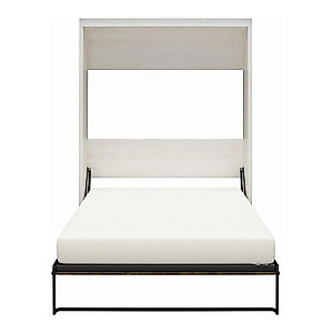 Atlin Designs Modern Wood Queen Size Murphy Wall Bed in Ivory Oak