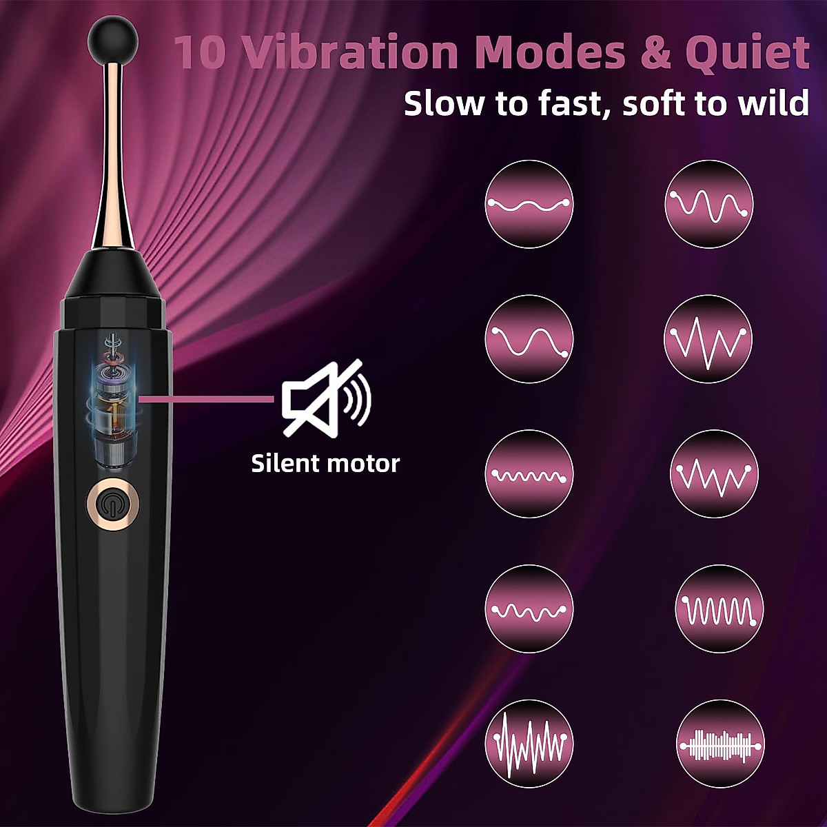 Adult Toys Secret Pen Vibrator Wand Sexual Pleasure Tools for Women with 10 Modes, Adult Toy Couples Sex Toys Female Vibrater Sexy Toys, Adult Sex Toys Nipple Clitoralis Stimulator for Women