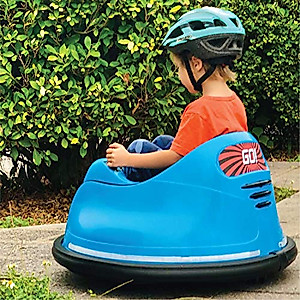 The Bubble Factory Electric RC Kids Bumper Car with Light and Music , Blue Large