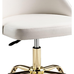 Benjara BM304672 22 in. Yim Adjustable Swivel Office Chair with Faux Leather Gold Metal & White