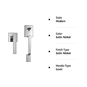 YYTDZSW Front Door Handle No Lock, Front Entry Door Handleset, Exterior Door Handle with Reversible Lever, Fit Left & Right Handed Doors, Satin Nickel