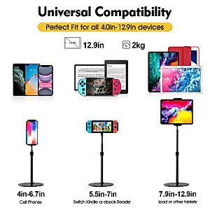 Licheers Tablet Stand and Holder Adjustable, Tablet Holder for Desk, Thick Case Friendly iPad Holder Stand Compatible with(4.7"-13") iPad Pro 12.9,10.9,10.2, Air Mini 4 3 2, Fire, Tab, Nexus, Kindle