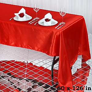 TABLECLOTHSFACTORY Red 60x126 Rectangle Satin Tablecloth