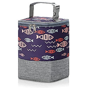 KMONO Breastmilk Cooler Bag,Insulated Baby Bottle Cooler Tote Bag fits 4 Large 8 Oz Bottles,Baby Bottle Carrier Bag for Daycare Travel,Baby Bottle Cooler Bag for Nursing Mom