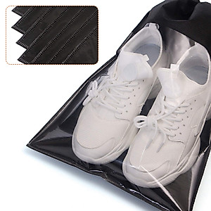 8 Pack Portable Shoe Bags for Travel Large Shoes Pouch Storage Organizer Clear Window with Drawstring for Men and Women Black