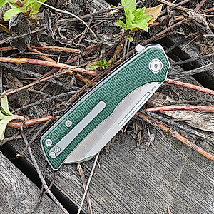 Miguron Knives M Malory Flipper Folding Knife 3.5" Satin 14c28n Blade Green Micarta Handle Outdoor Camping Hiking Pocket Knife MGR-809MGN