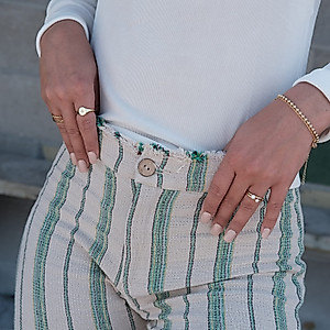 BLOSSOM & HUE Mini Pearl Ring [ CZ Accent ] - 18K Gold Vermeil - Size 7 - Minimalist Band