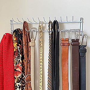 Evelots Closet Wall Mount Hanging Accessory Organizer Racks, Holds Belts, Ties, Scarves, Necklaces, Handbags, 27 Hooks, Holds 20 Lbs