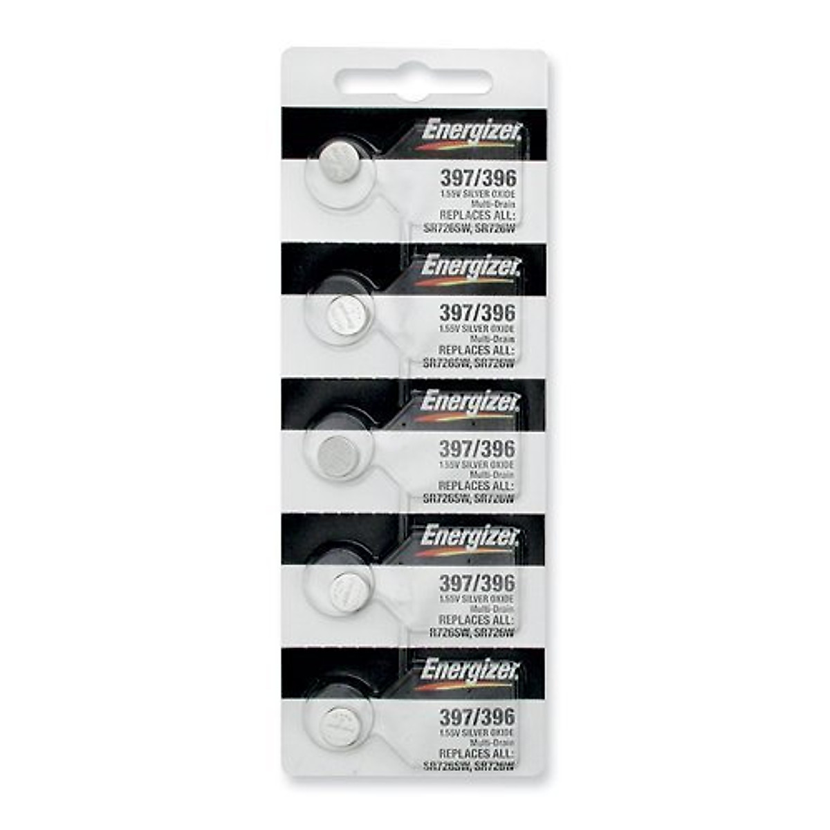 Energizer Silver Oxide Watch Battery 397/396 Button Cell, Pack of 5