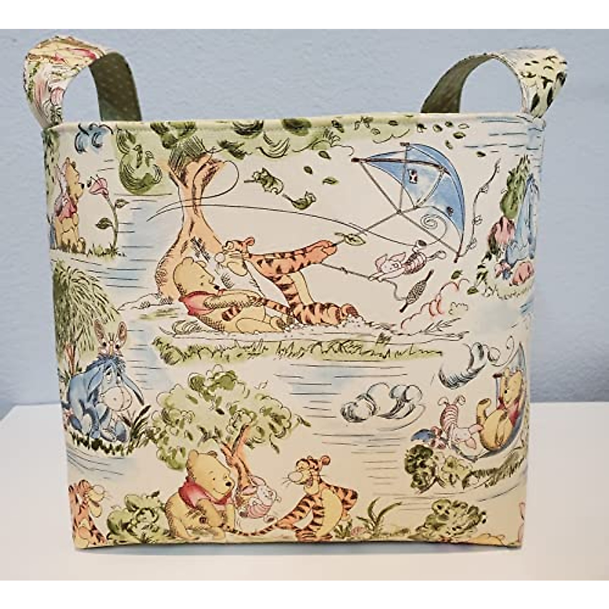 Fabric Organizer Basket Bin Caddy Storage Container XL -Diaper Caddy Bin Storage Organization Organizer Container Basket - Winnie the Pooh Bear in the Park Fabric - Baby Room Decor