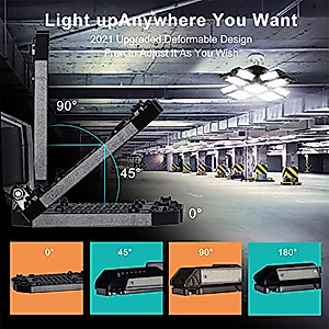 Atokit LED Garage Light 180W Deformable Garage Lights Ceiling led, 13 Leafs Garage Lighting with 12 Adjustable Panels 6500K Daylight led Shop Lights for Workshop, Garage, Basement, Garden