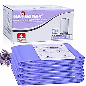 Refills Compatible with Dekor Classic Diaper Pail Refills 4 Pack Diaper Pail Liners Lavender Scent