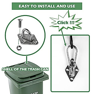 Trash Can Lid Lock,Trash Can Lock for Litter Prevention,Durable Nylon Coated Wire Rope&Stainless Steel Trash Lock, Keep Environment Clean ,Universal Fit(4Pack)